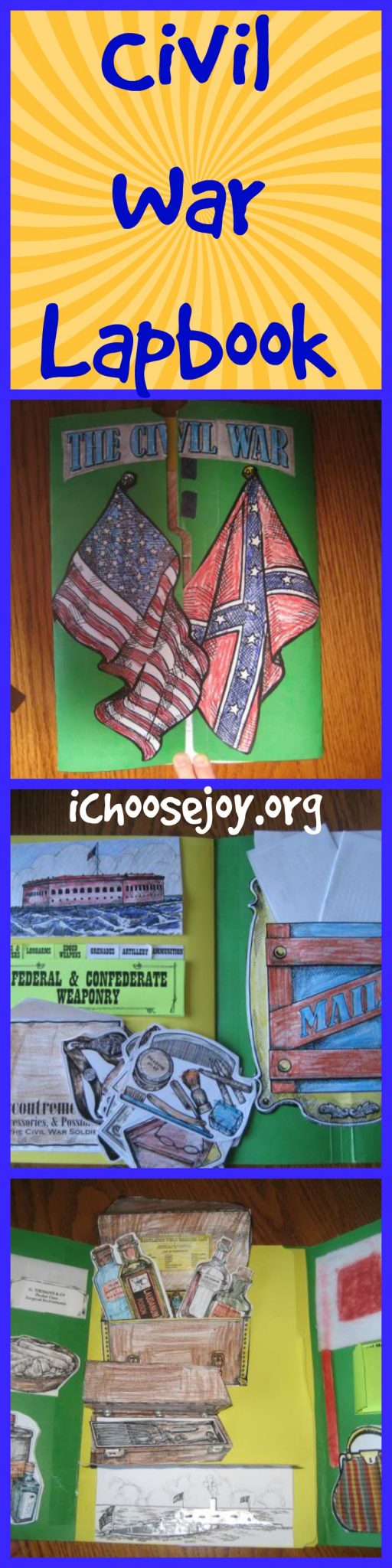 School projects from last year, including Civil War lapbook