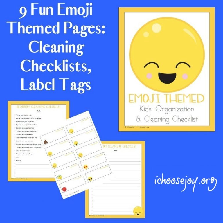 Emoji Themed Cleaning Checklists and Label Tags