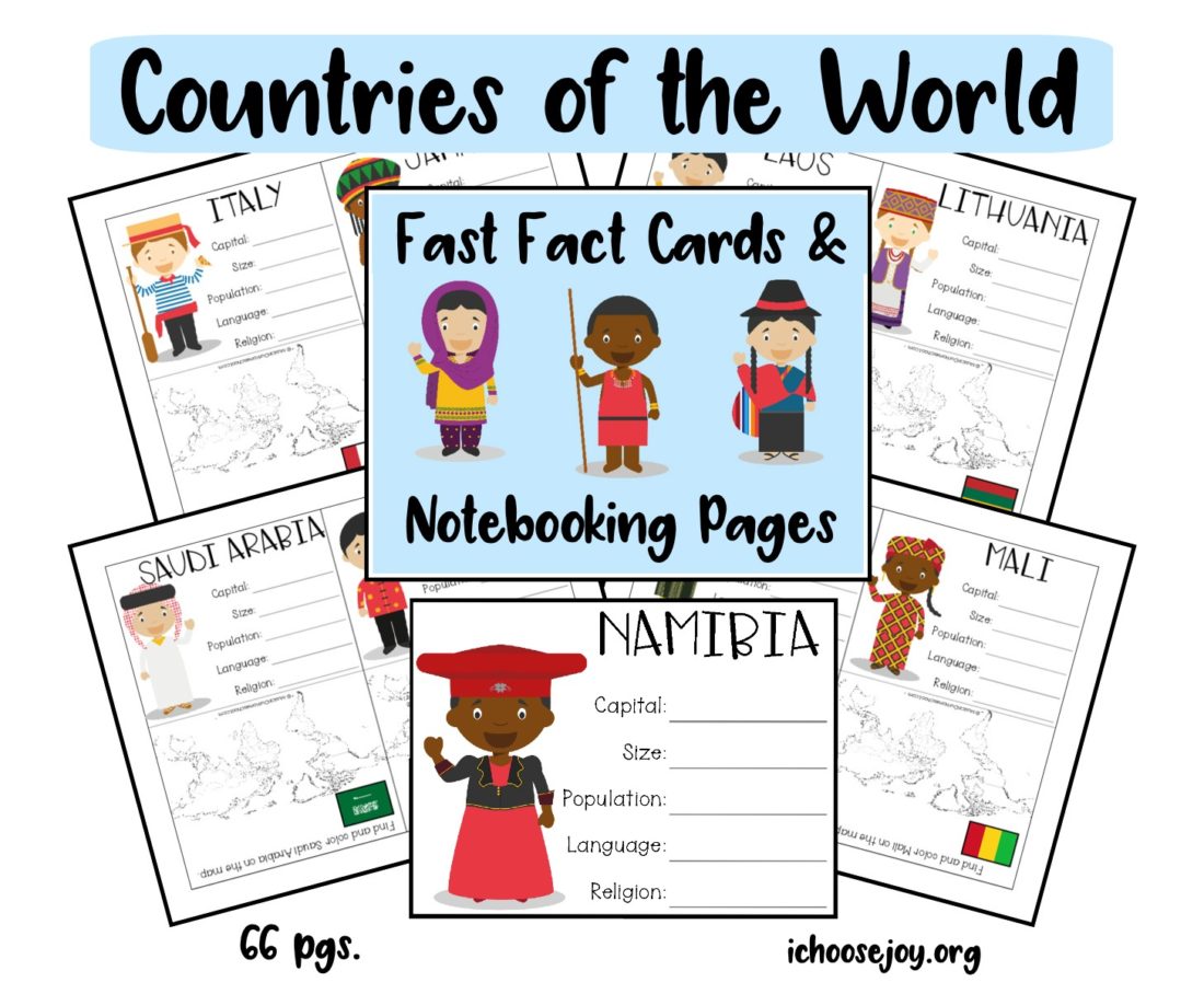 Countries of the World Fast Fact Cards & Notebooking Pages
