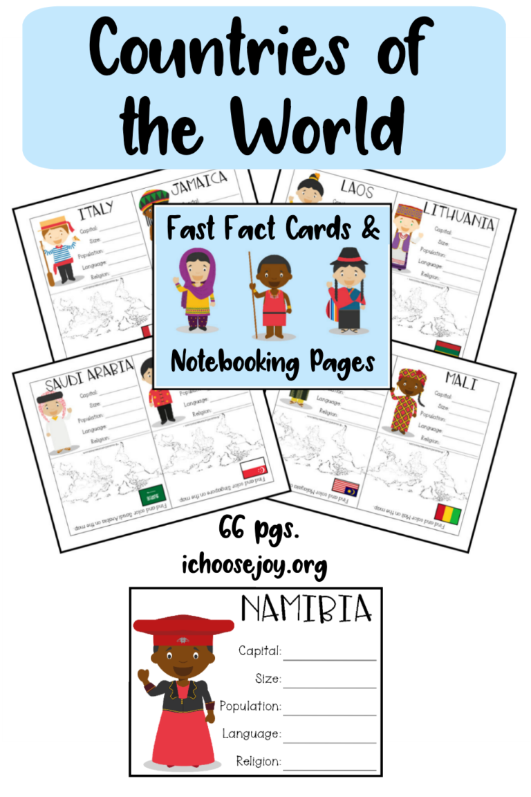 Countries of the World Fast Fact Cards & Notebooking Pages