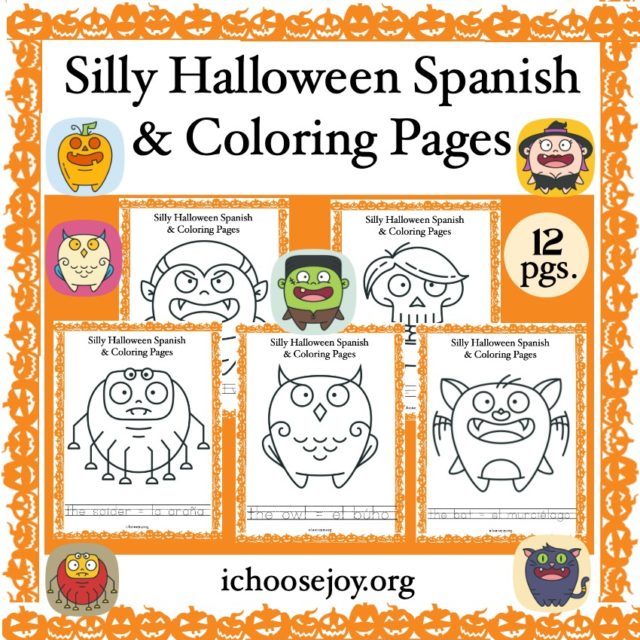 Silly Halloween Spanish and Coloring Pages