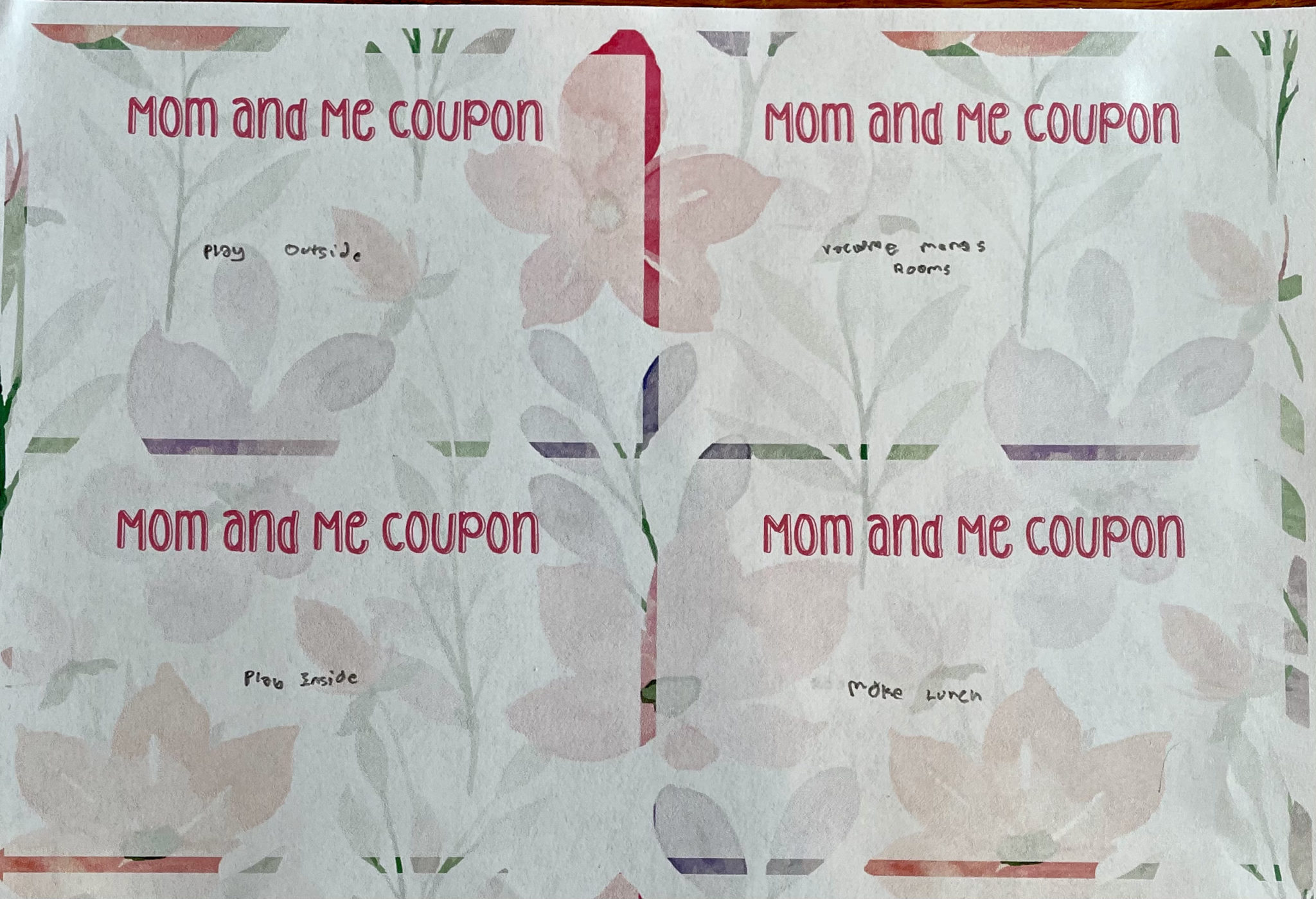 All About My Mom Questionnaire and Mom & Me Coupons