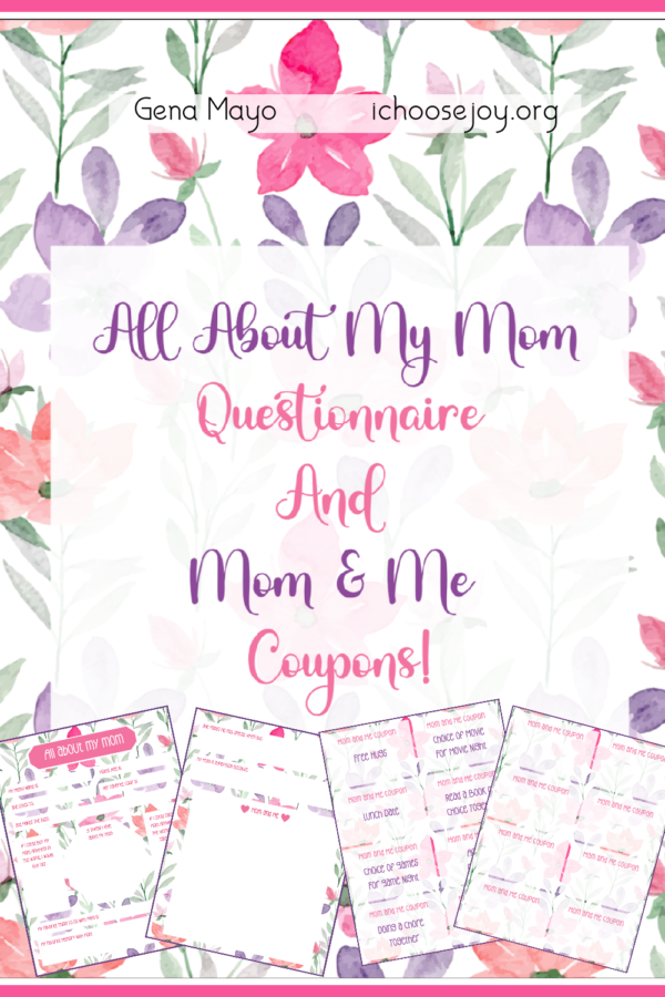 All About My Mom Questionnaire and Mom & Me Coupons